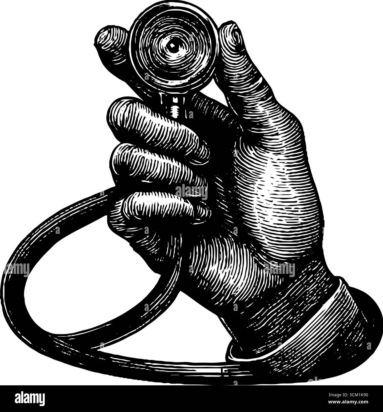 Vintage medical concept of doctor holding stethoscope hand drawn ...