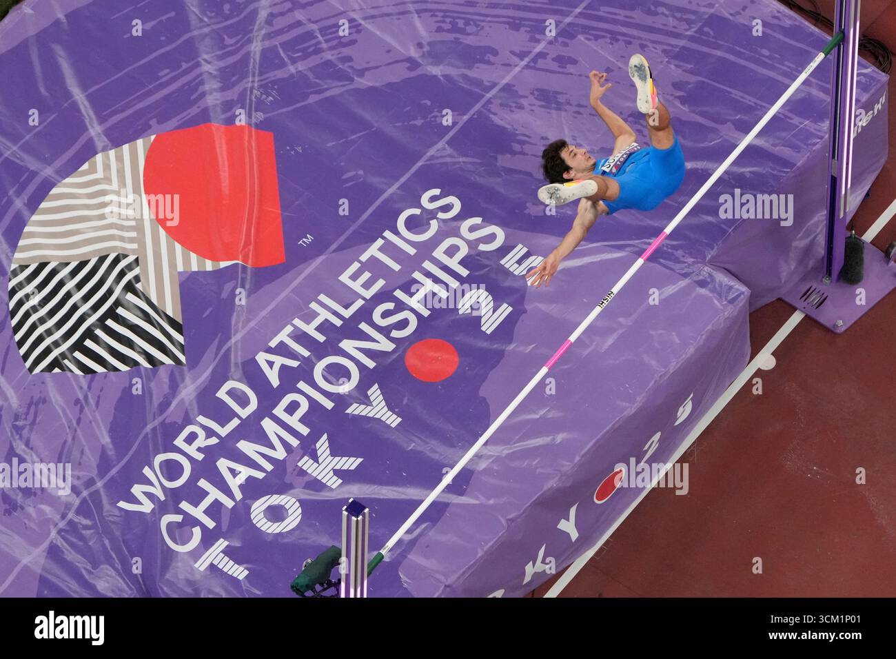 Italy's Stefano Sottile competes in the men's high jump qualification ...