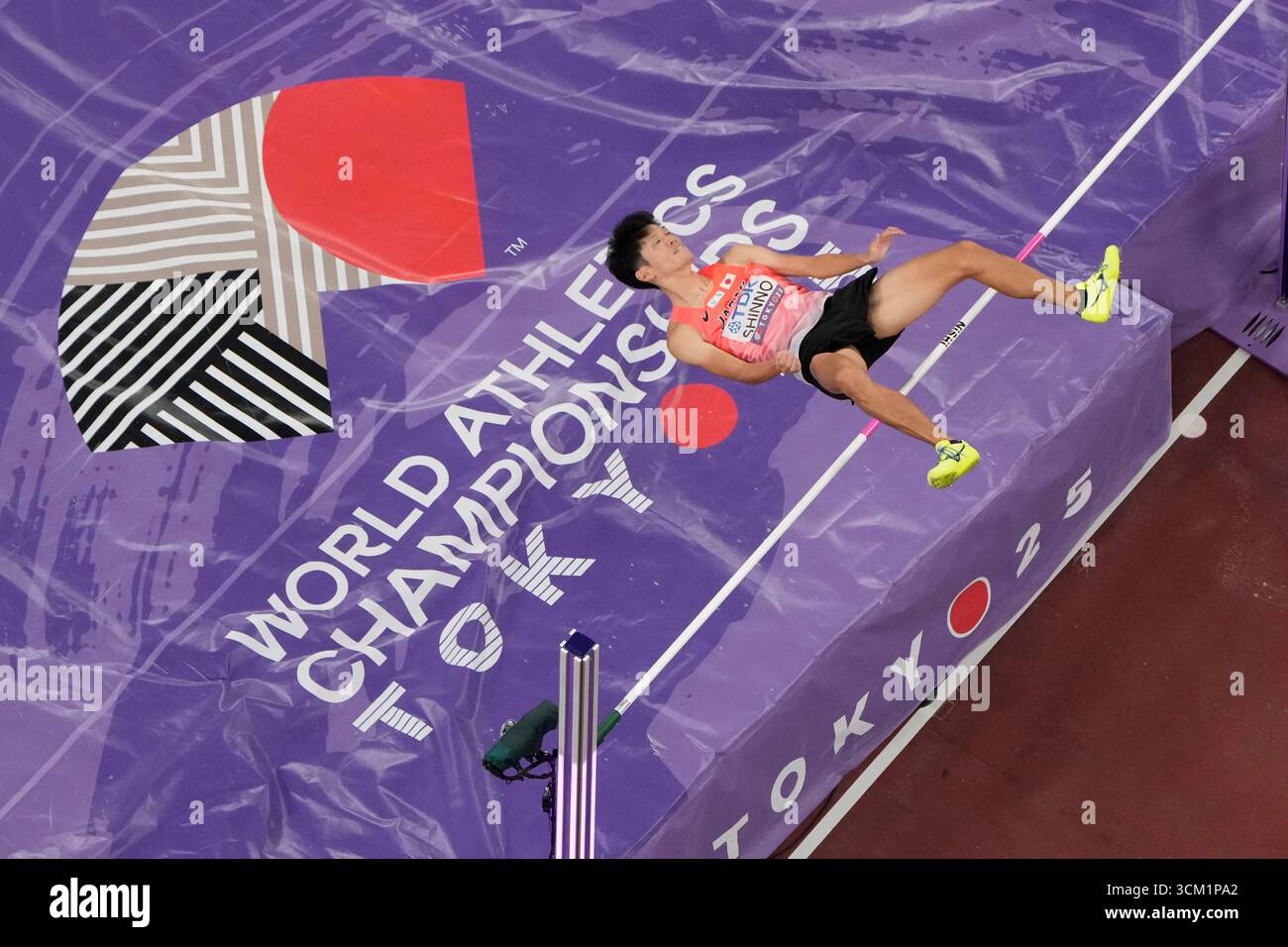 Japan's Tomohiro Shinno competes in the men's high jump qualification ...