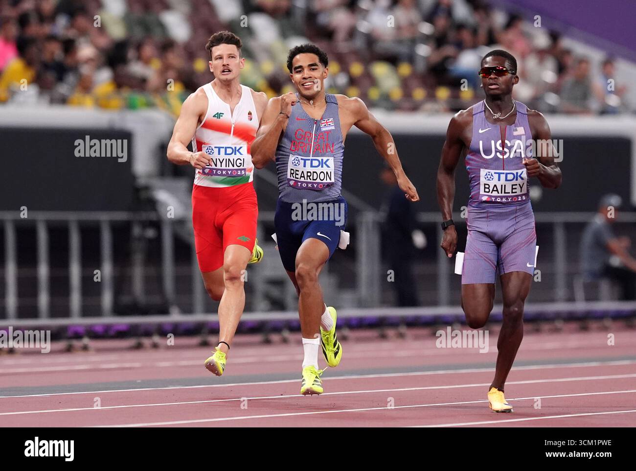 Samuel Reardon from Great Britain (centre) competes in heat 4 in the ...