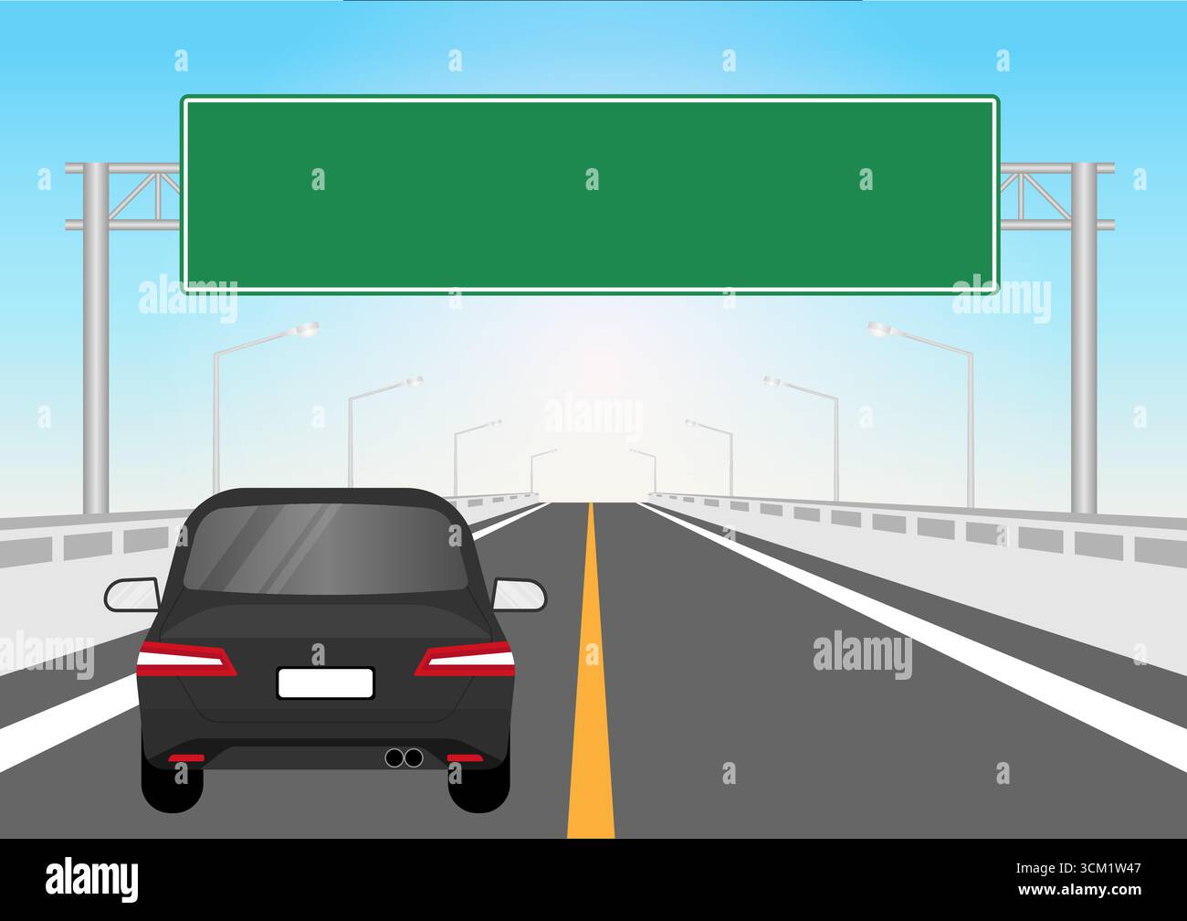Car driving along motorway Stock Vector Images - Alamy