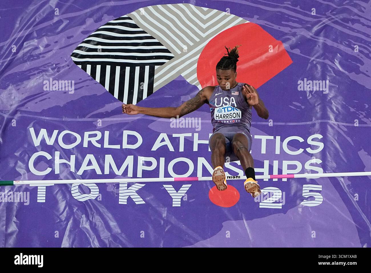 United States' Juvaughn Harrison makes an attempt during the men's high ...