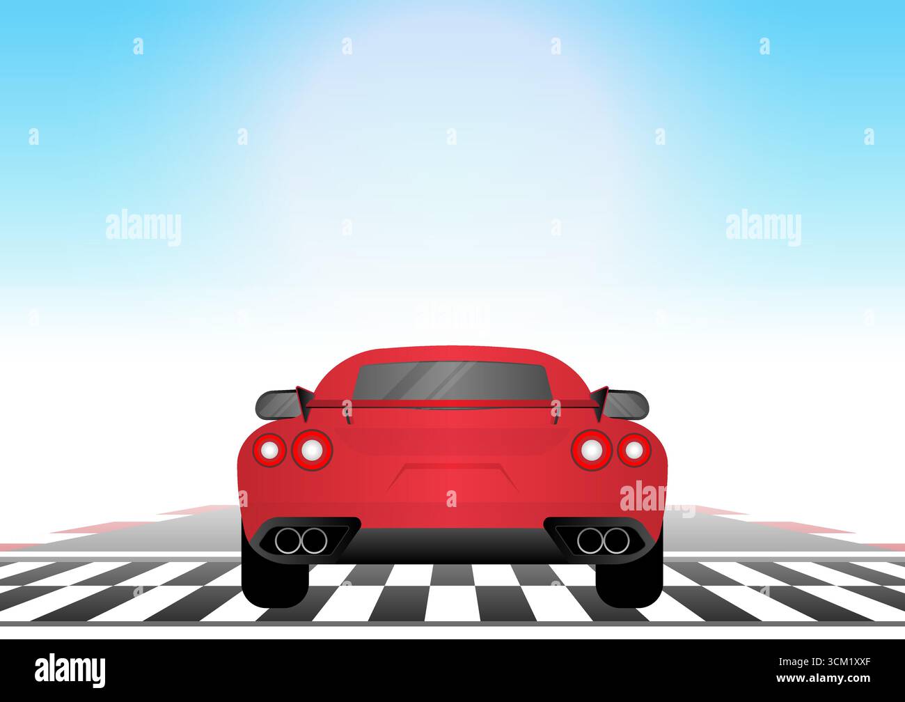 Racing Car at Start Point on Racing Track. Racing track with Racing Car ...