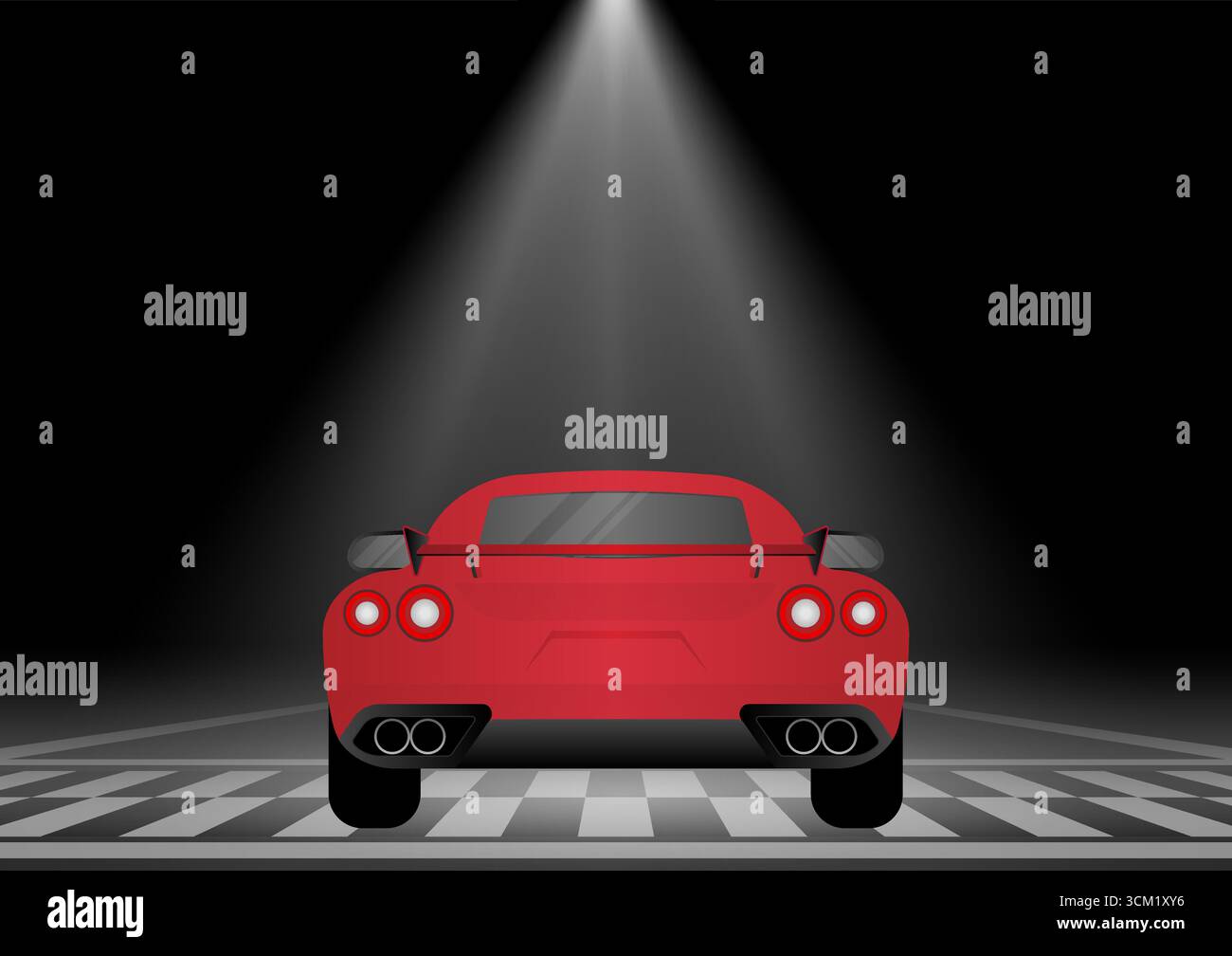 Racing Car at Start Point on Racing Track. Racing track with Racing Car ...