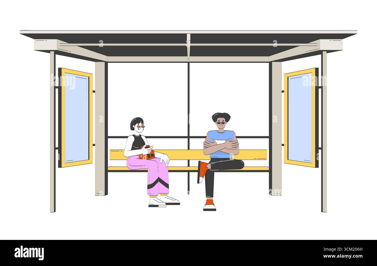Waiting bus male female Stock Vector Images - Alamy