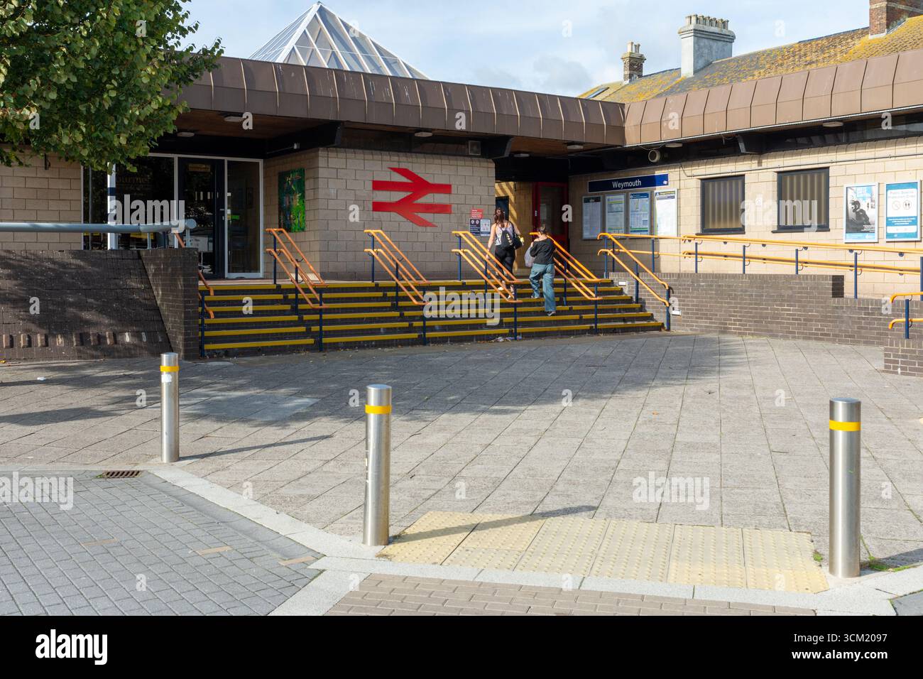 Weymouth Railway Station UK September 5th 2025 Two People On The Weymouth Railway Station UK September 5th 2025 Two People On The