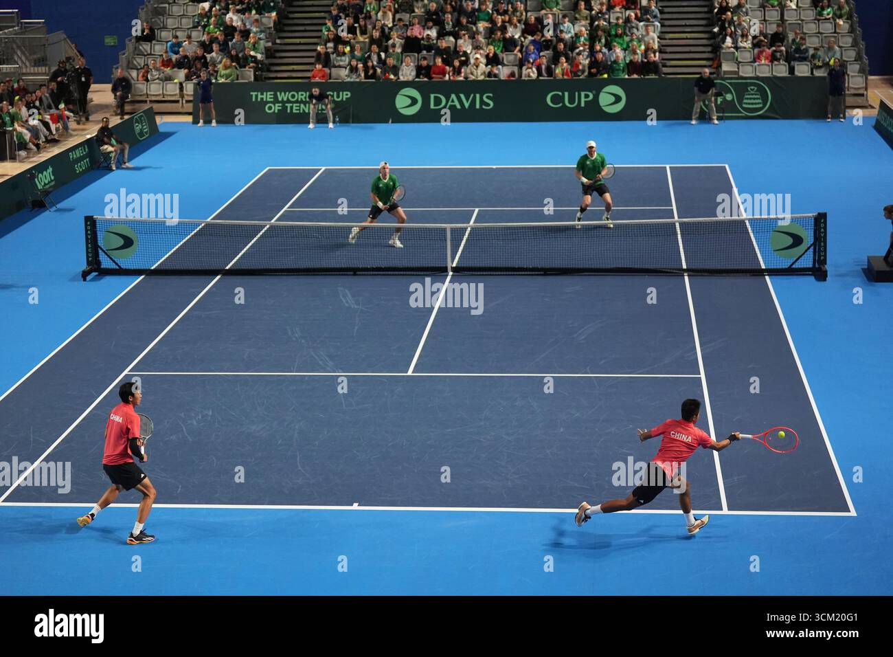 L-R Sun Fajing and Cui Jie of China take on Conor Gannon David and O ...
