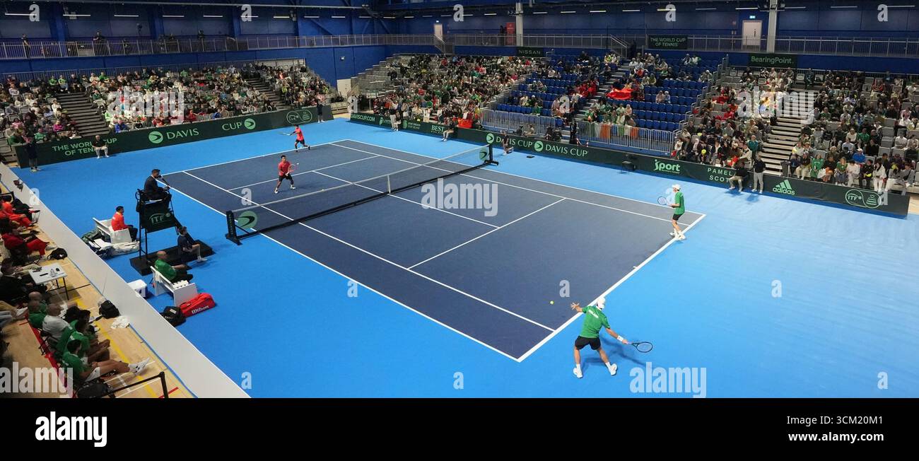 A general view of the arena as Sun Fajing and Cui Jie of China take on ...