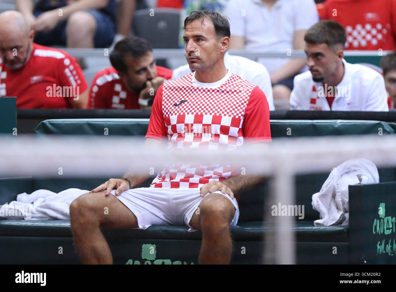 OSIJEK, CROATIA - SEPTEMBER 13: Coach of Croatia Ivan Dodig looks on ...