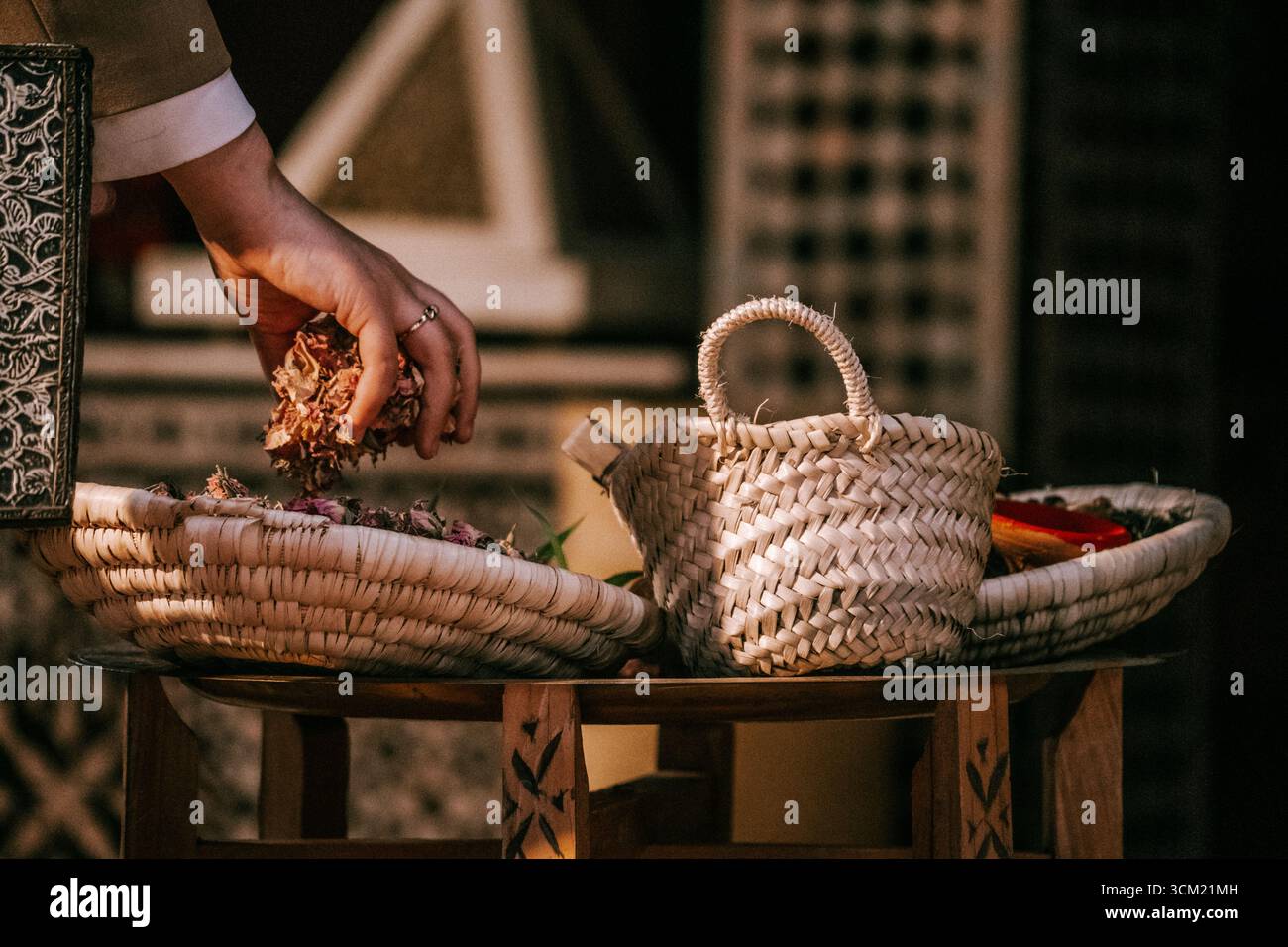 Traditional Moroccan Henna Ceremony Accessories on Decorative Tray ...