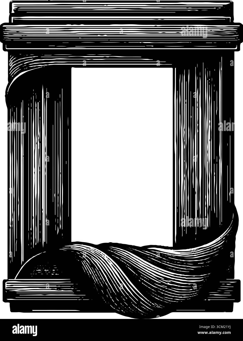 Vintage rectangular mirror frame design, hand drawn engraved ...