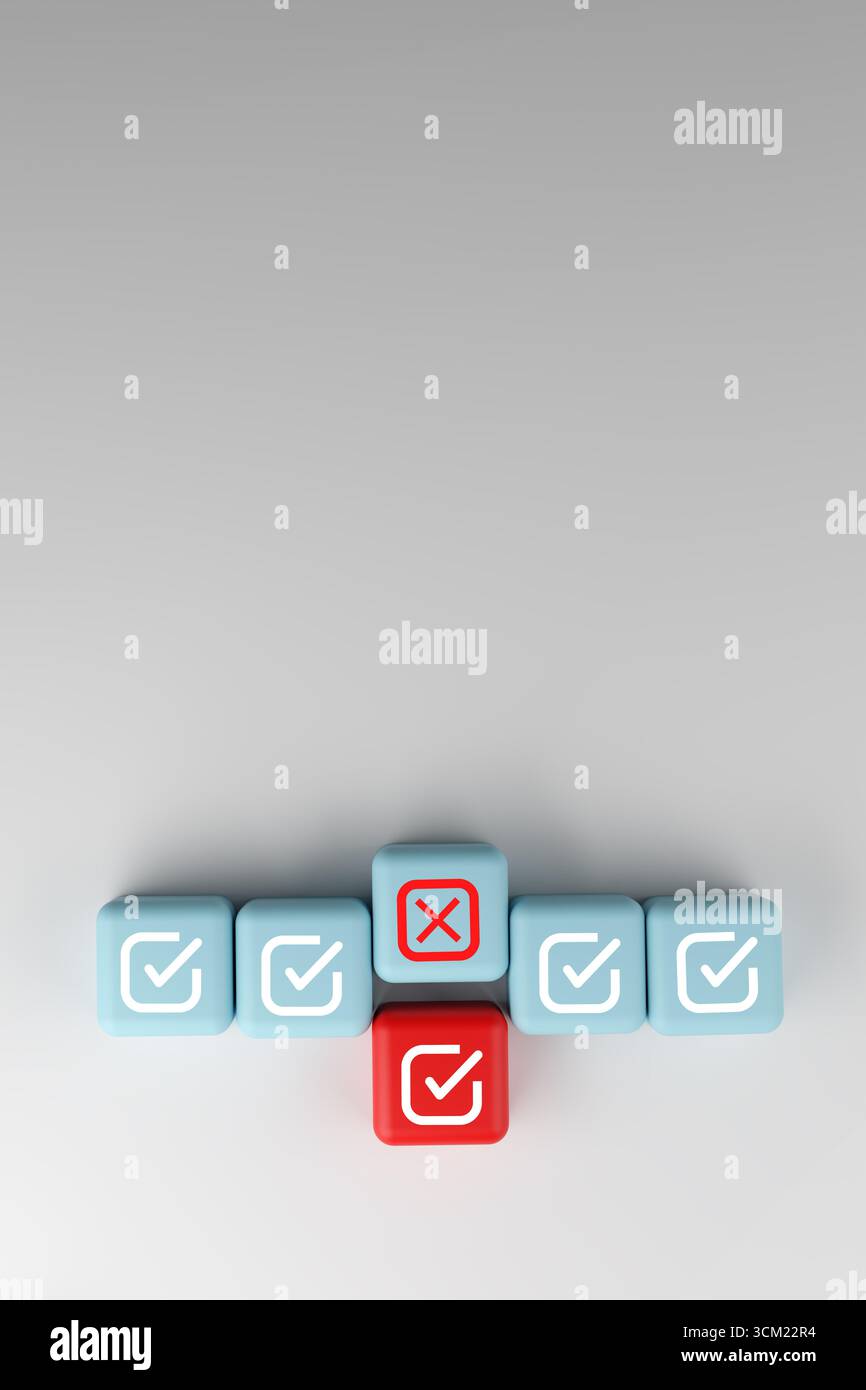 Decision making and risk management concept with cubes showing check ...