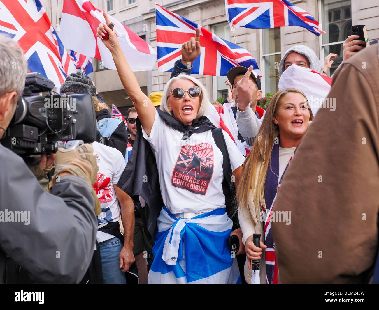 London, UK, 13 September 2025. Supporters of Tommy Robinson's Unite the ...