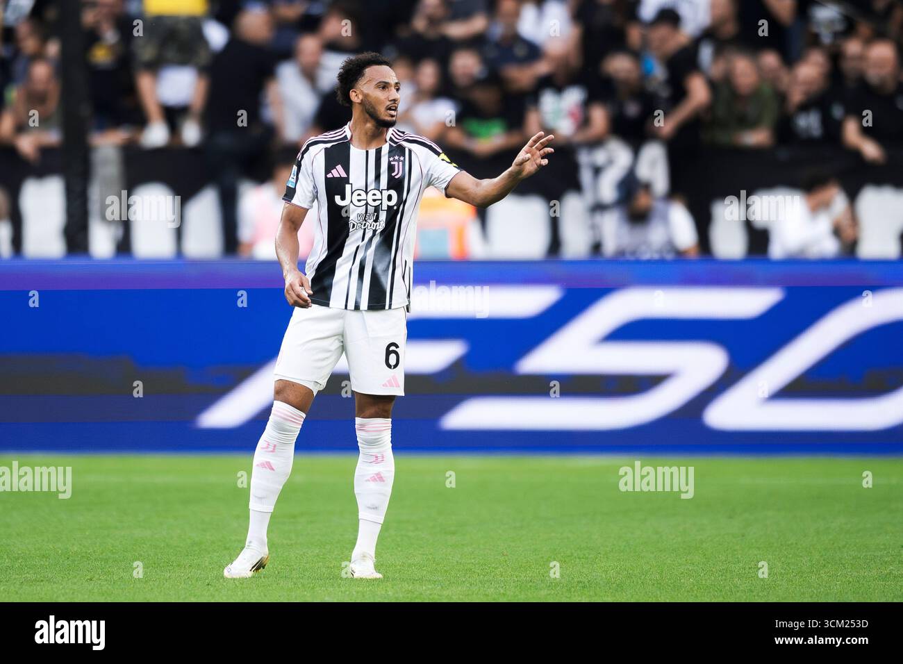 Lloyd Kelly of Juventus FC gestures during the Serie A football match ...