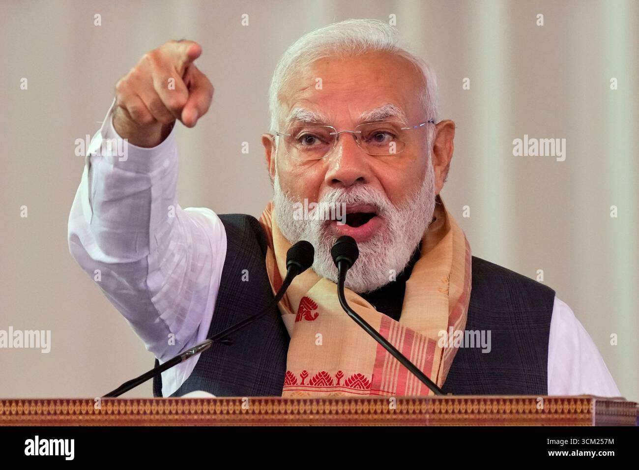 Indian Prime Minister Narendra Modi delivers his speech during a public ...