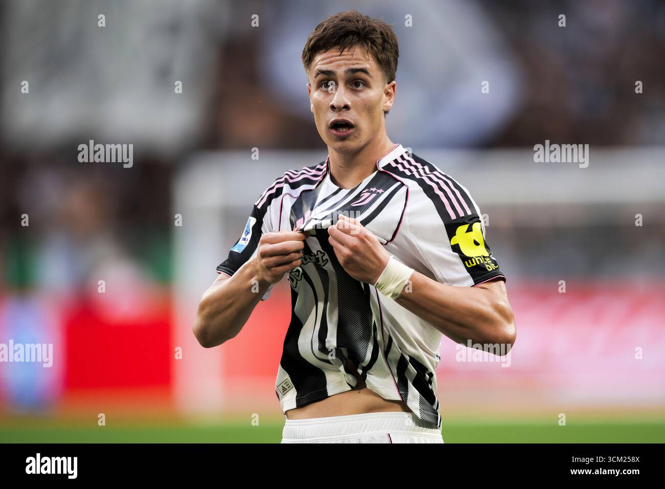 Kenan Yildiz of Juventus FC celebrates after scoring a goal during the ...