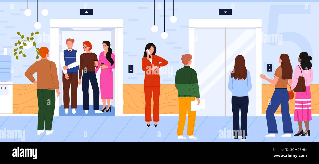 Elevator waiting, queue Stock Vector Images - Alamy