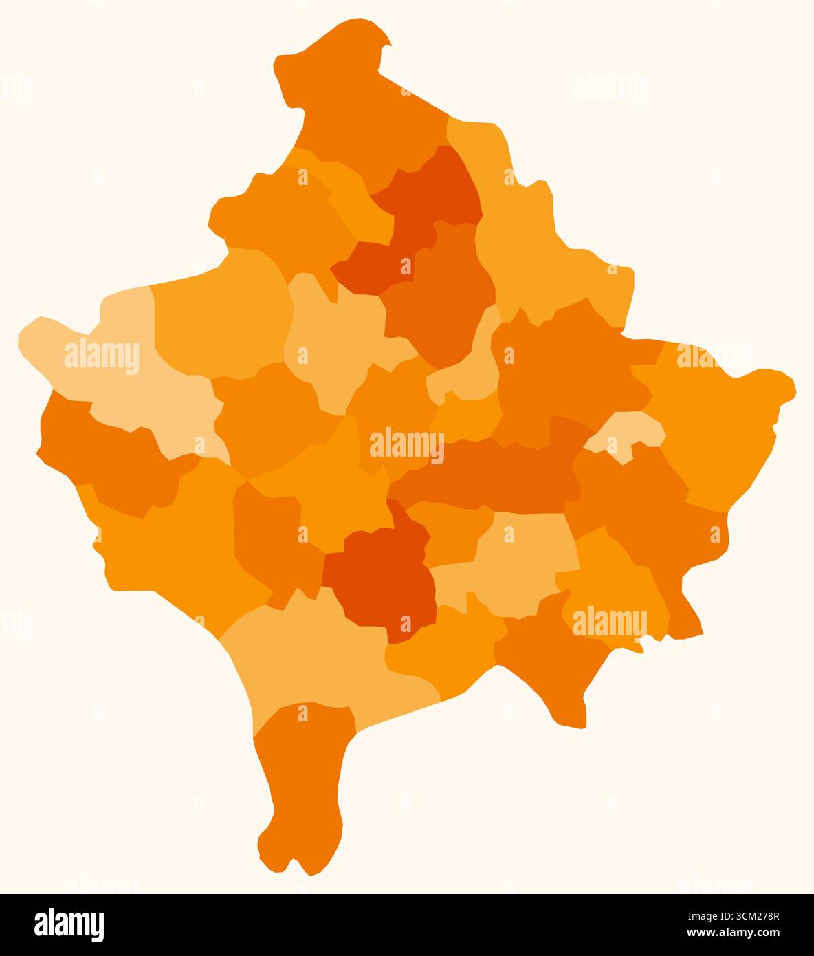 Map of Kosovo with regions. A simple country border map with region ...