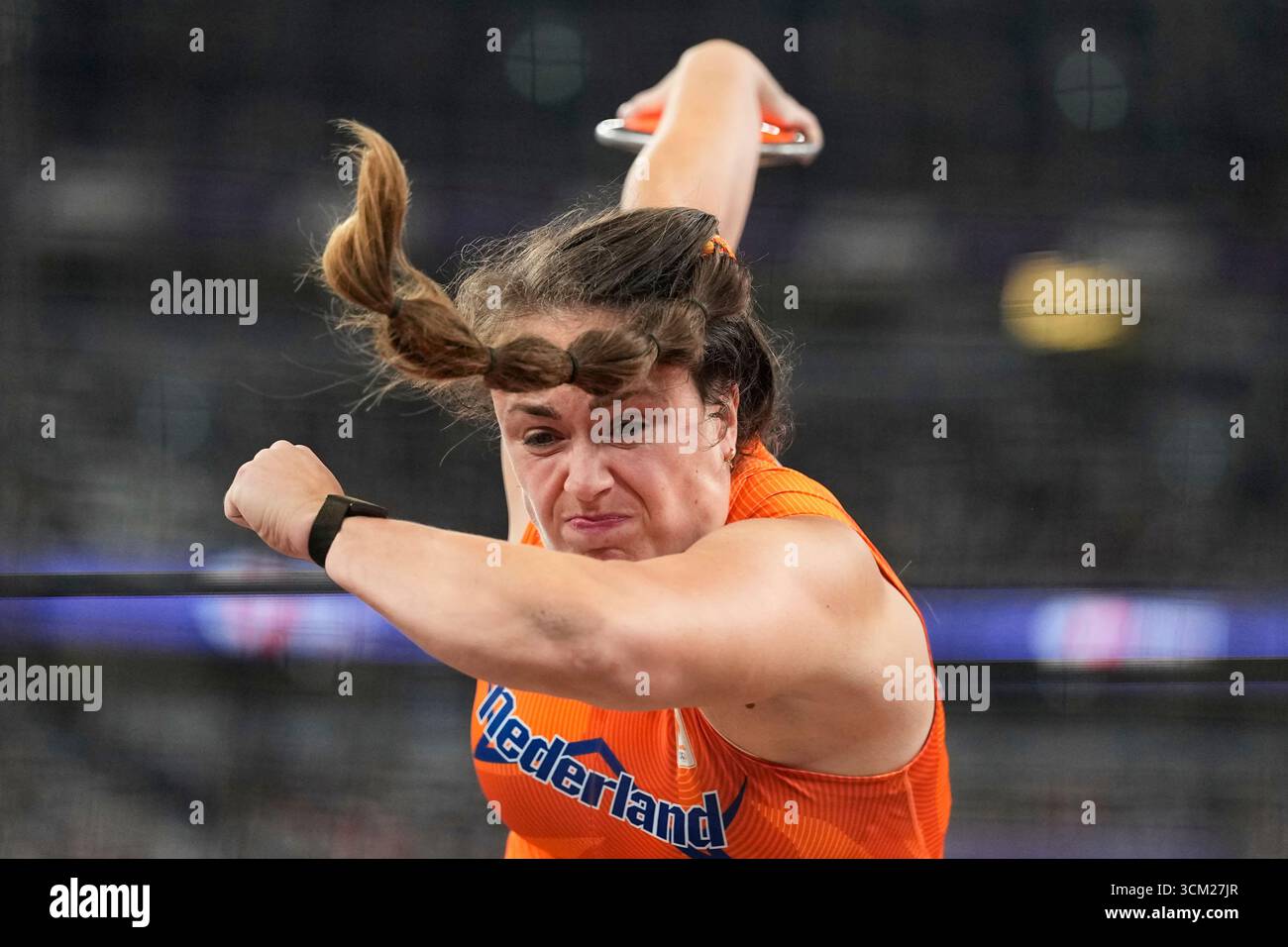 Netherlands' Jorinde Van Klinken makes an attempt in the women's discus ...
