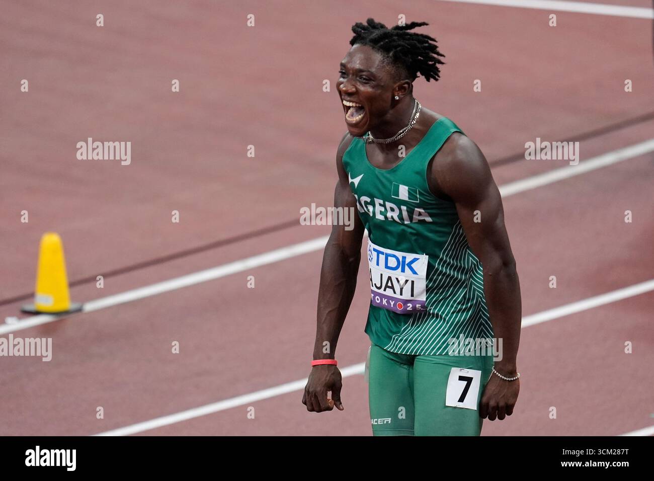 Nigeria's Kayinsola Ajayi reacts after a men's 100 meters semifinal at ...