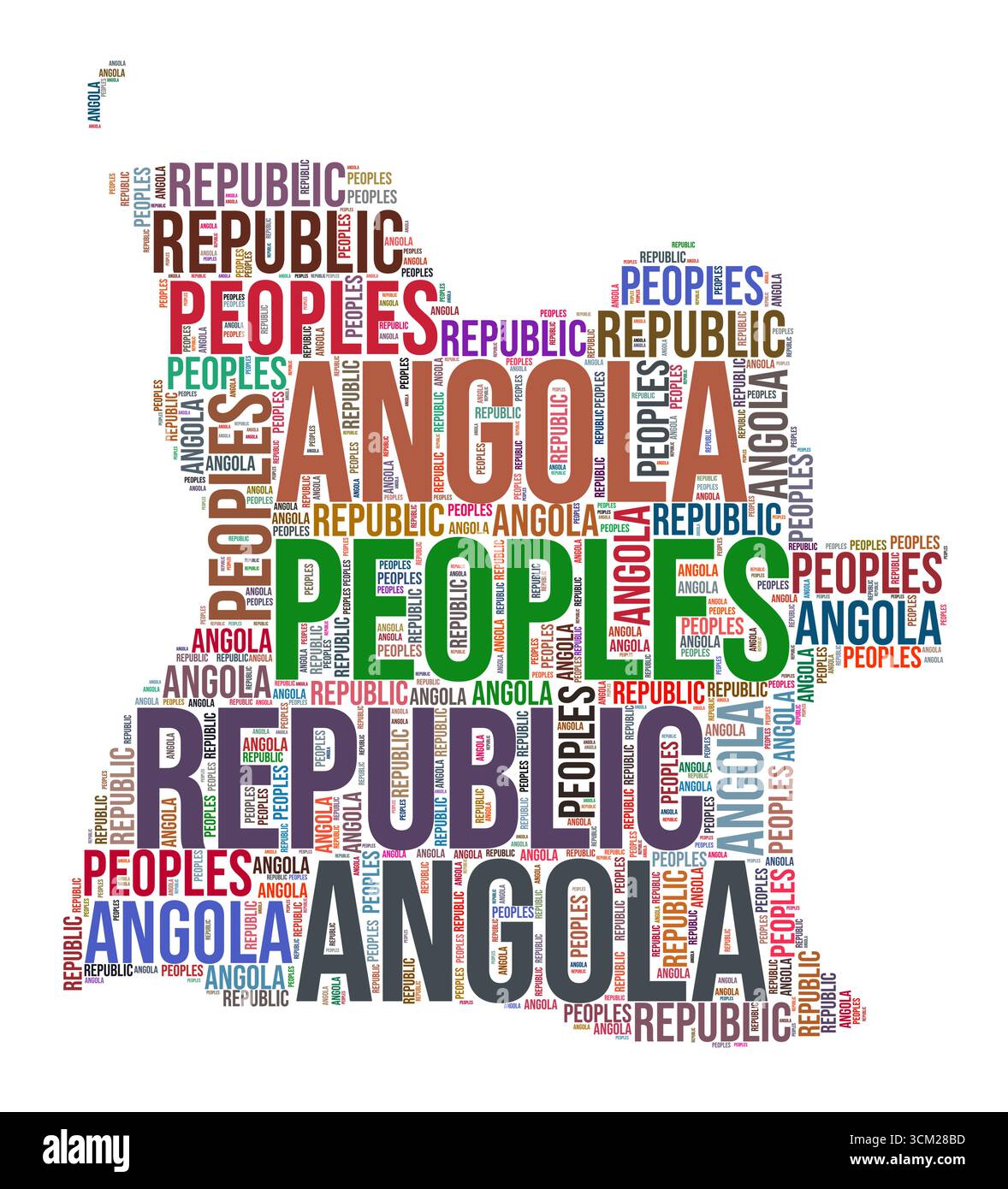 Angola country shape word cloud. Typography style country illustration ...