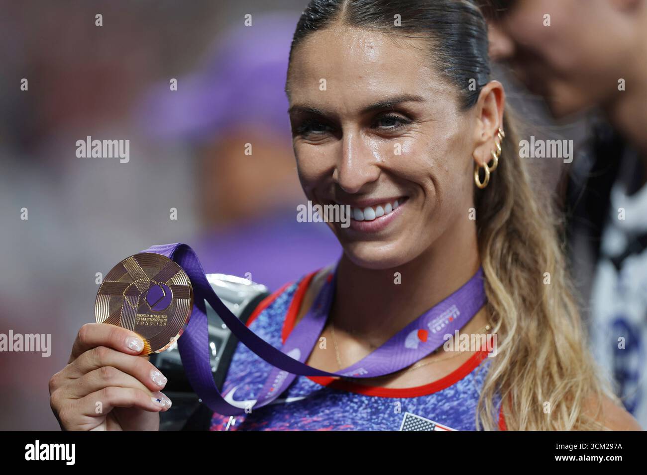 Valarie ALLMAN of United States celebrates after winning Women's Discus ...