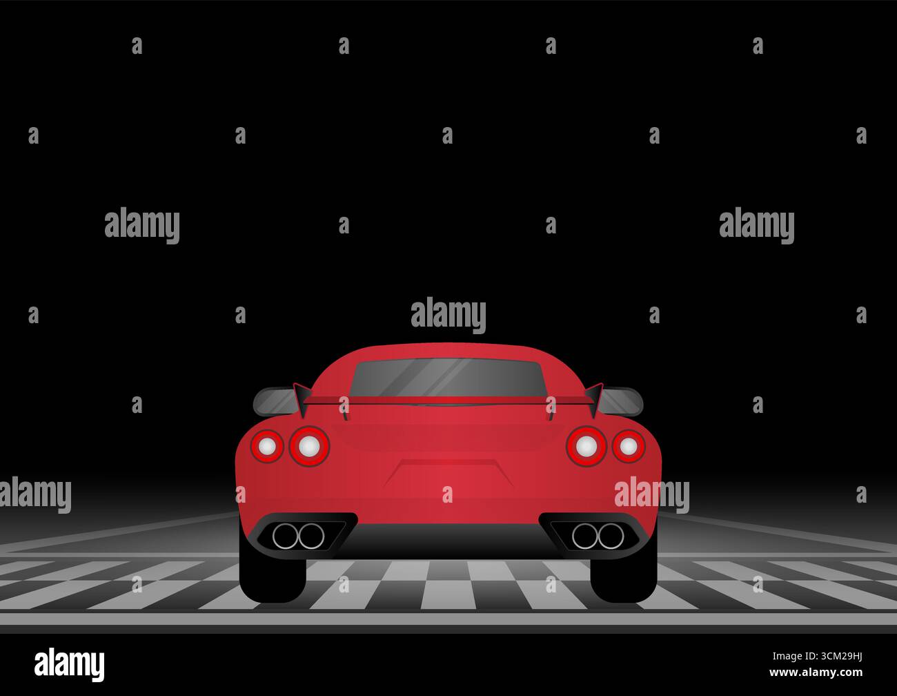 Racing Car at Start Point on Racing Track in Arena at Night. Racing ...