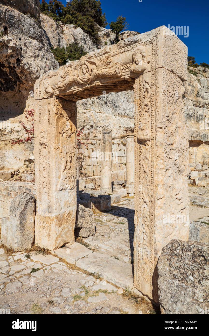 A view from the Ancient Alahan Monastery in Mut, Mersin, Turkey Stock ...