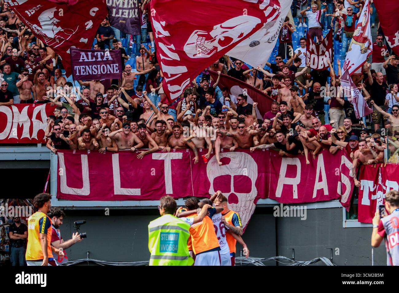 Ultras of Torino FC during AS Roma vs Torino FC, Italian soccer Serie A ...