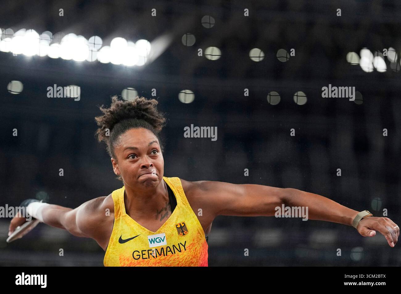 Germany's Shanice Craft makes an attempt in the women's discus throw ...
