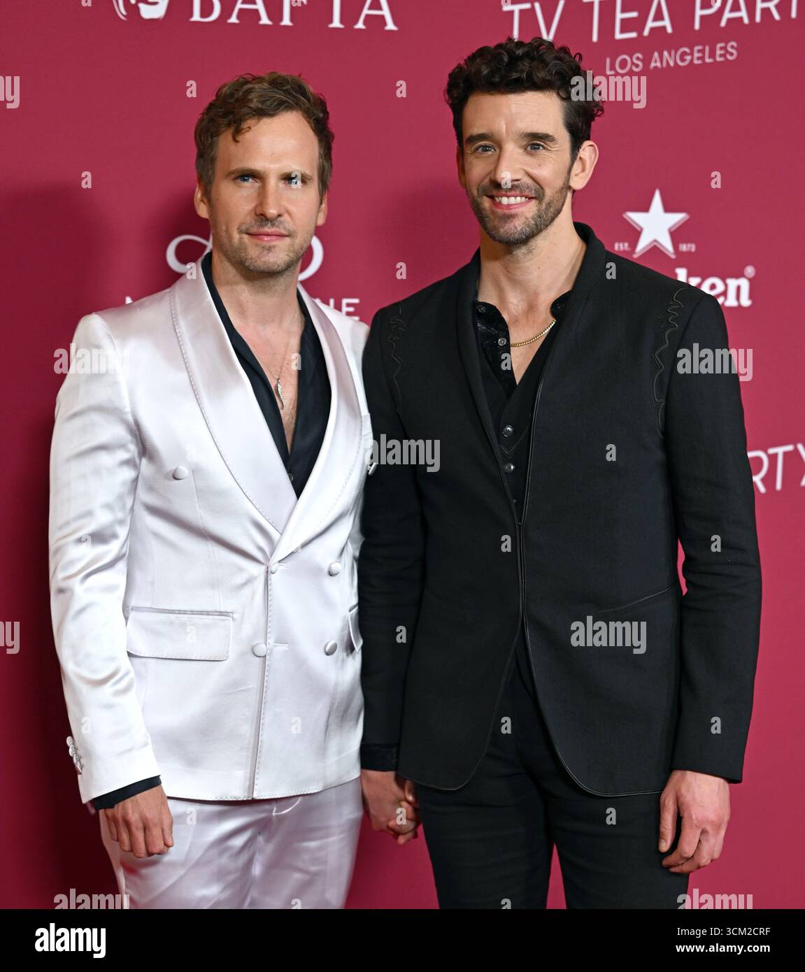 Michael Urie (R) and his husband Ryan Spahn attend BAFTA North America ...