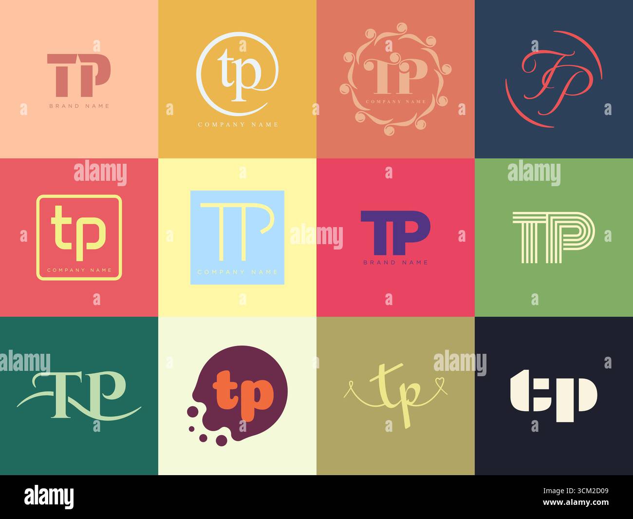 TP logo company template. Letter t and p logotype. Set different ...