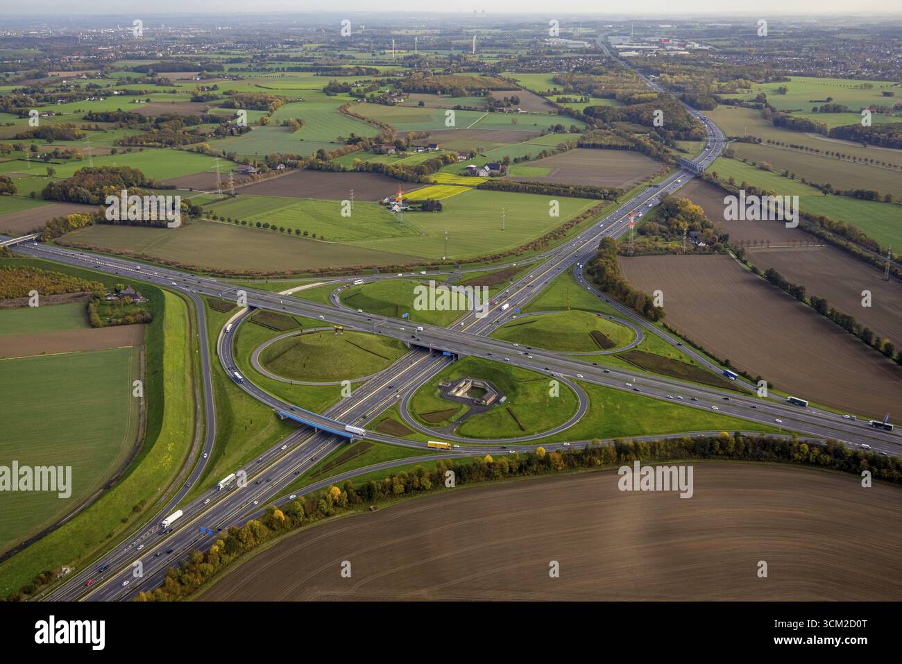 Aerial view, Kamener Kreuz, motorway junction of motorway A2 and ...