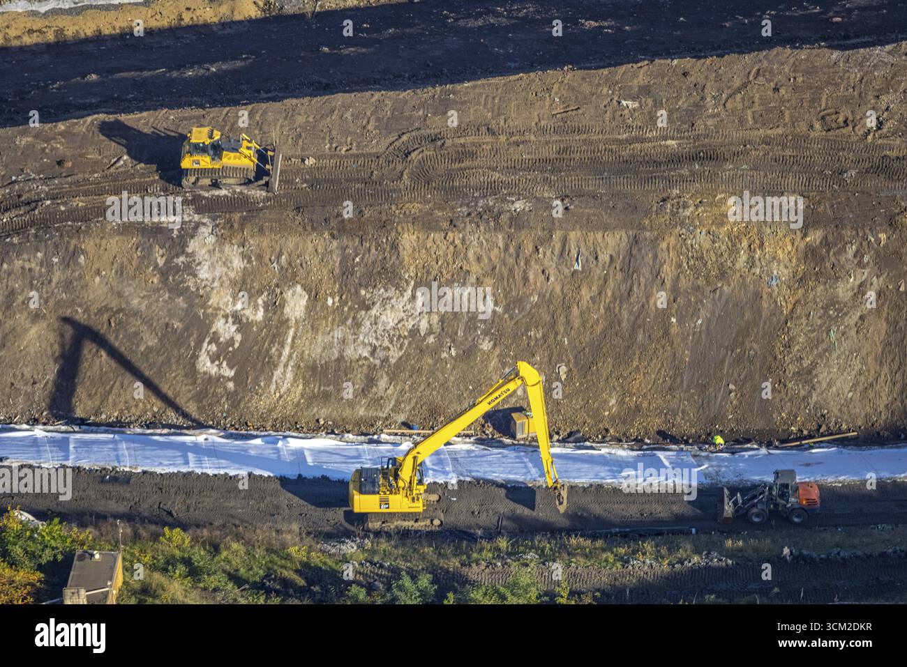 Aerial photograph, Eyller Berg landfill, earthworks with excavator ...