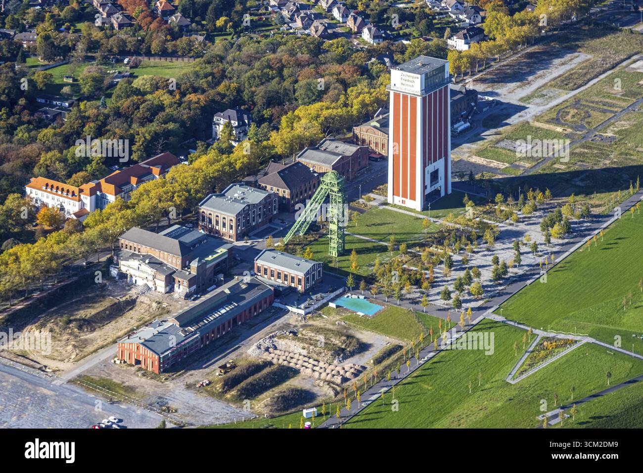 Aerial view, colliery park recreation area, former RAG Bergwerk West ...