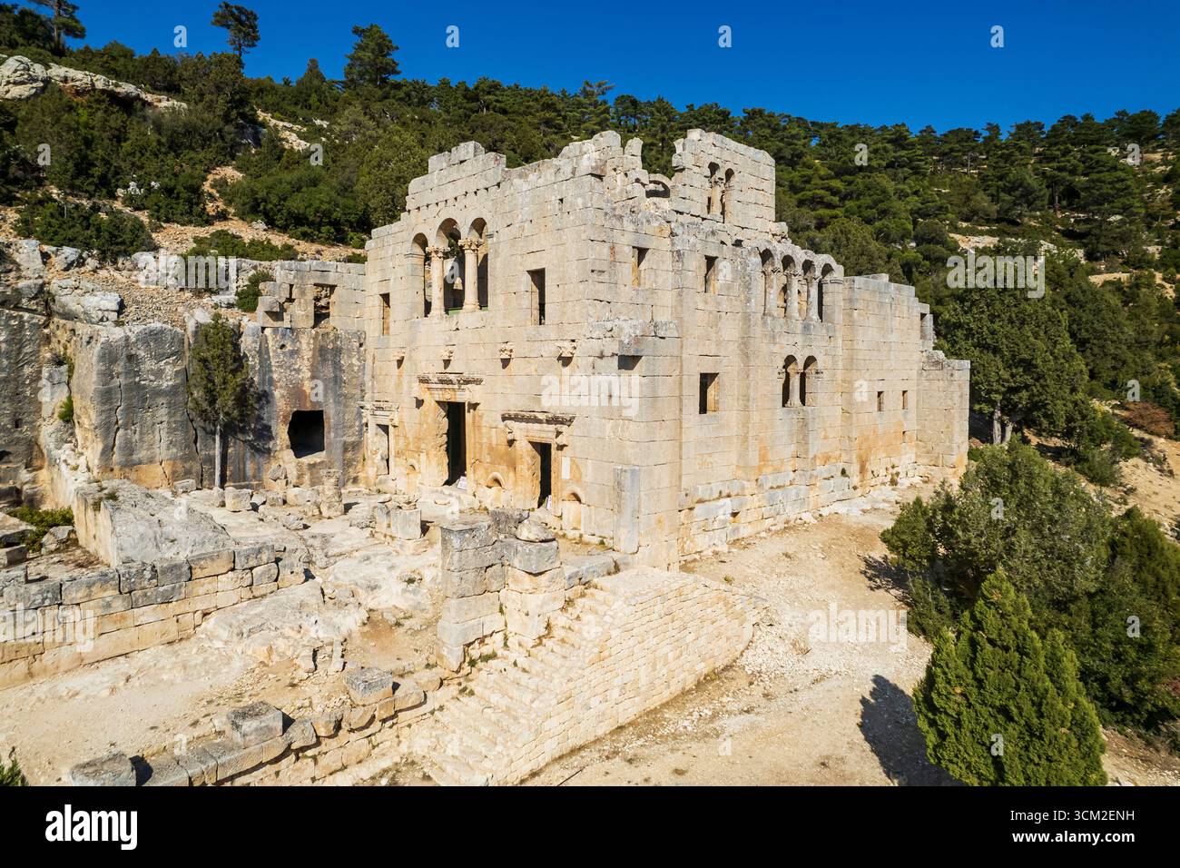 A view from the Ancient Alahan Monastery in Mut, Mersin, Turkey Stock ...