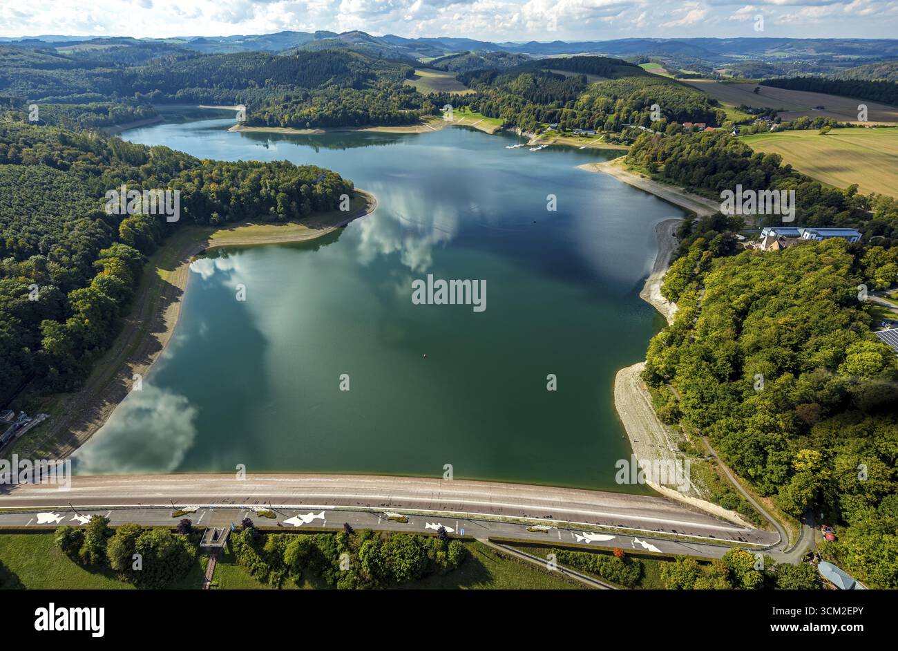 Aerial view, Hennesee dam, sky staircase, cloud spitting in the water ...