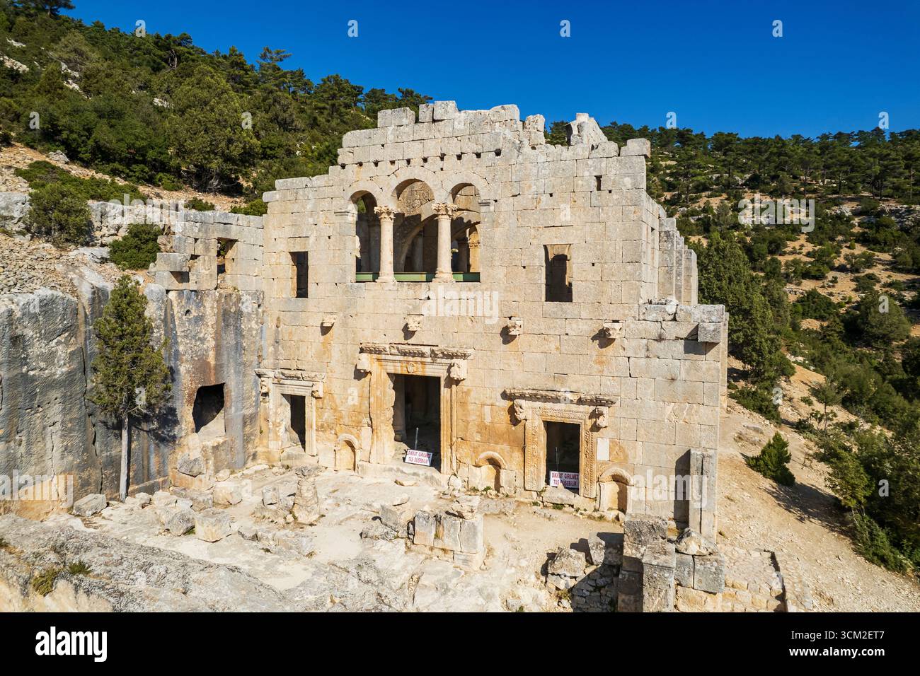 A view from the Ancient Alahan Monastery in Mut, Mersin, Turkey Stock ...