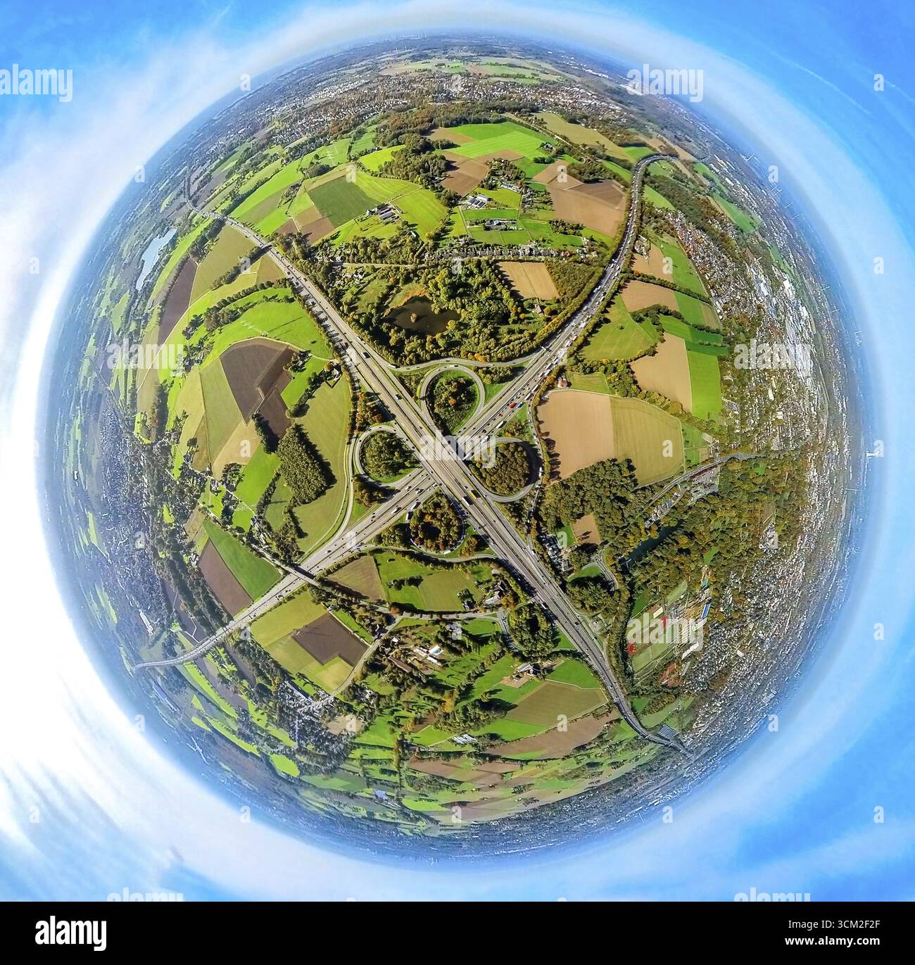Aerial photo, motorway junction Moers, motorway A40 and motorway A57 ...