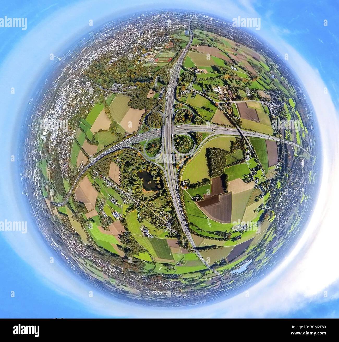 Aerial photo, motorway junction Moers, motorway A40 and motorway A57 ...