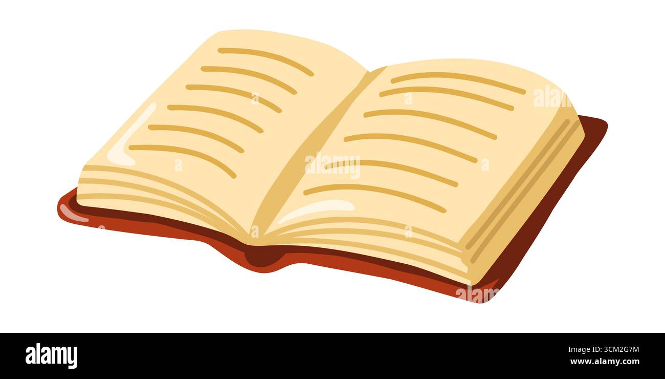 Cartoon open book with blank pages. Vector isolated illustration on ...