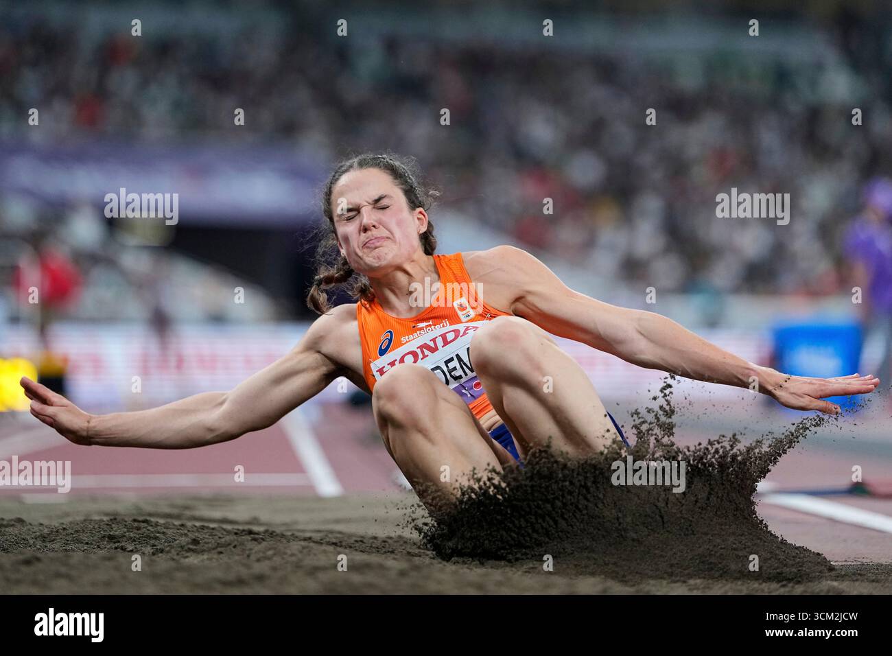 Netherlands' Pauline Hondema competes in the women's long jump final at ...