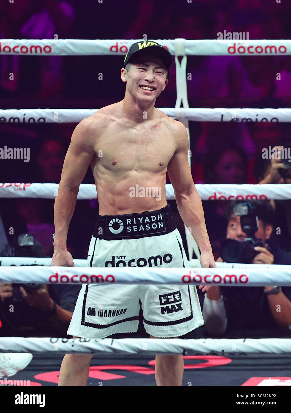 Naoya Inoue of Japan smiles after defending his title for the fifth ...