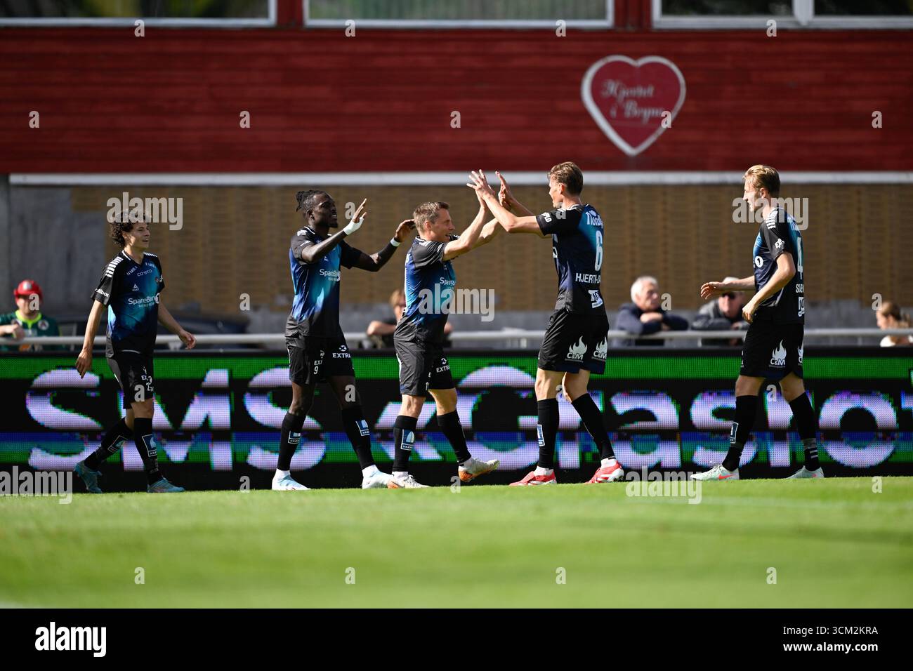 Bryne 20250914. Tromsø celebrates 0-1. Leo Erik Jean Cornic, Letsin ...
