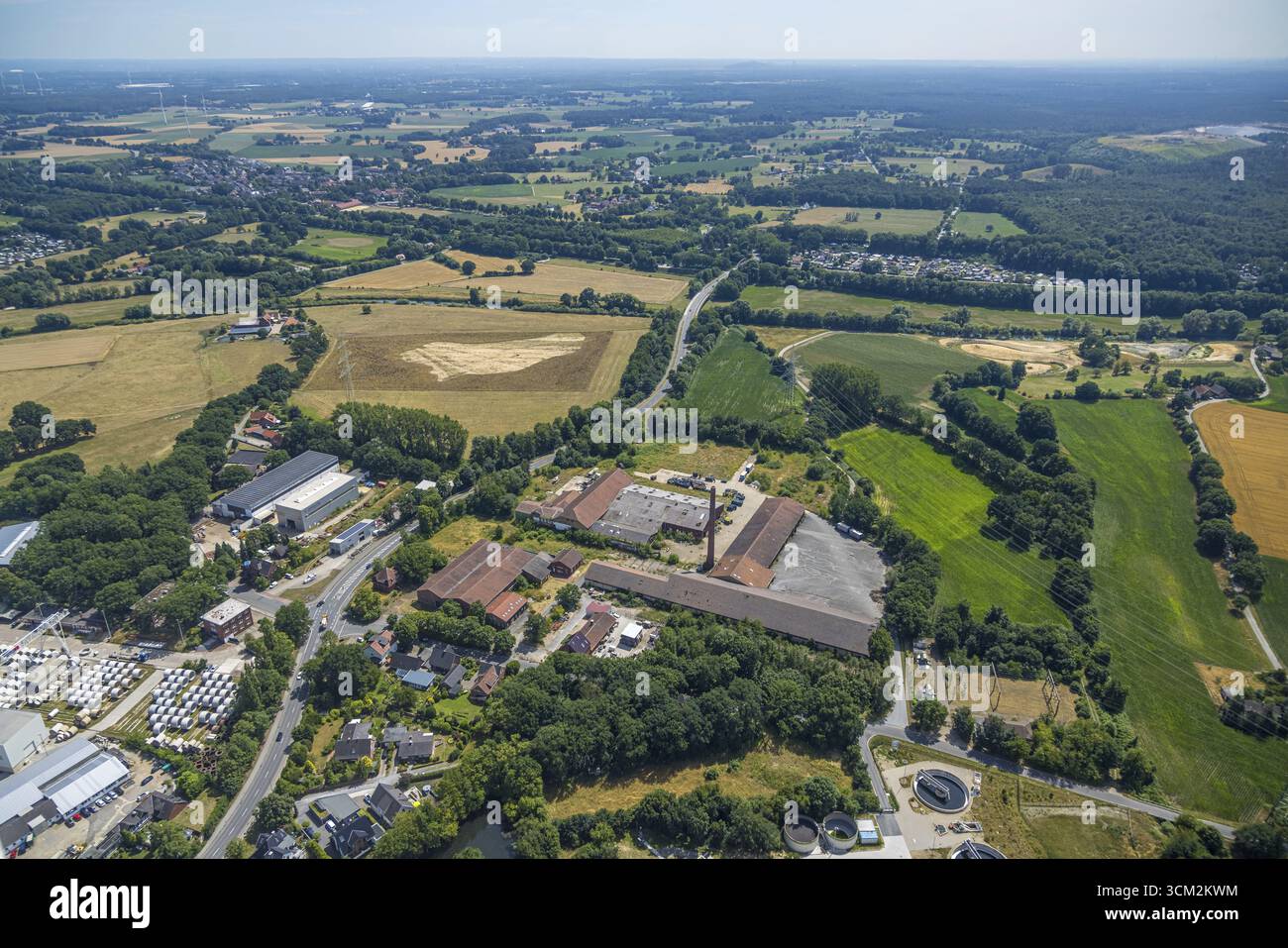 Aerial view, derelict building of the former Idunahall brickworks, Alte Poststrasse, derelict ...