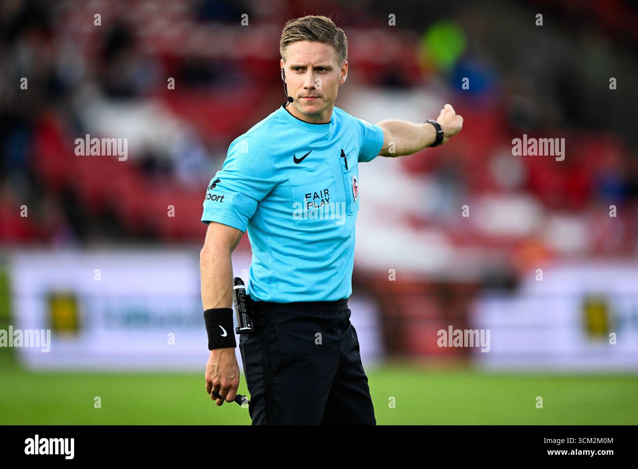 Bryne 20250914. Football referee Mathias Støfringshaug. The elite ...
