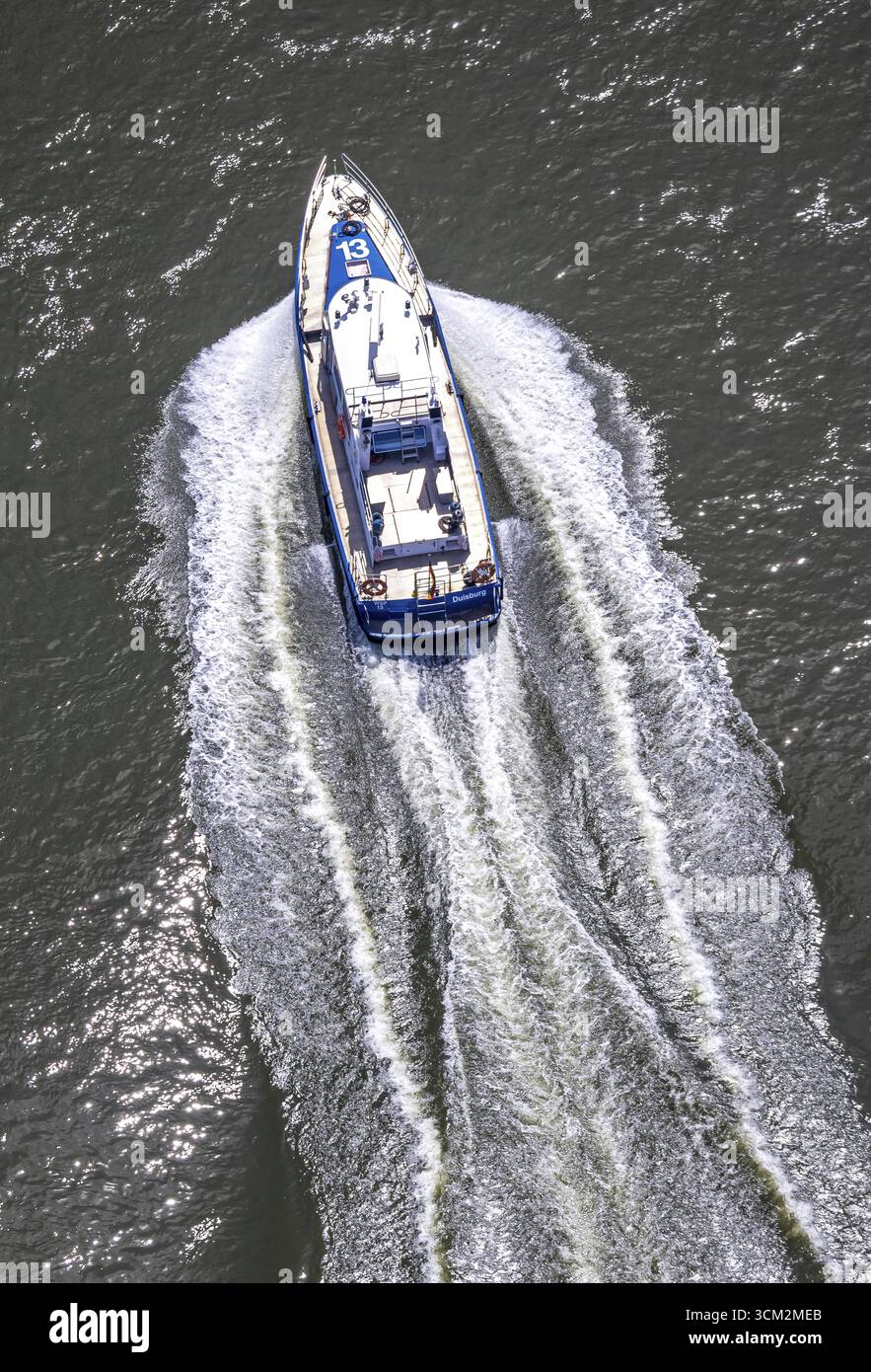 Aerial photo, Rhine patrol boat WSP 13 of the water police Moers, near ...