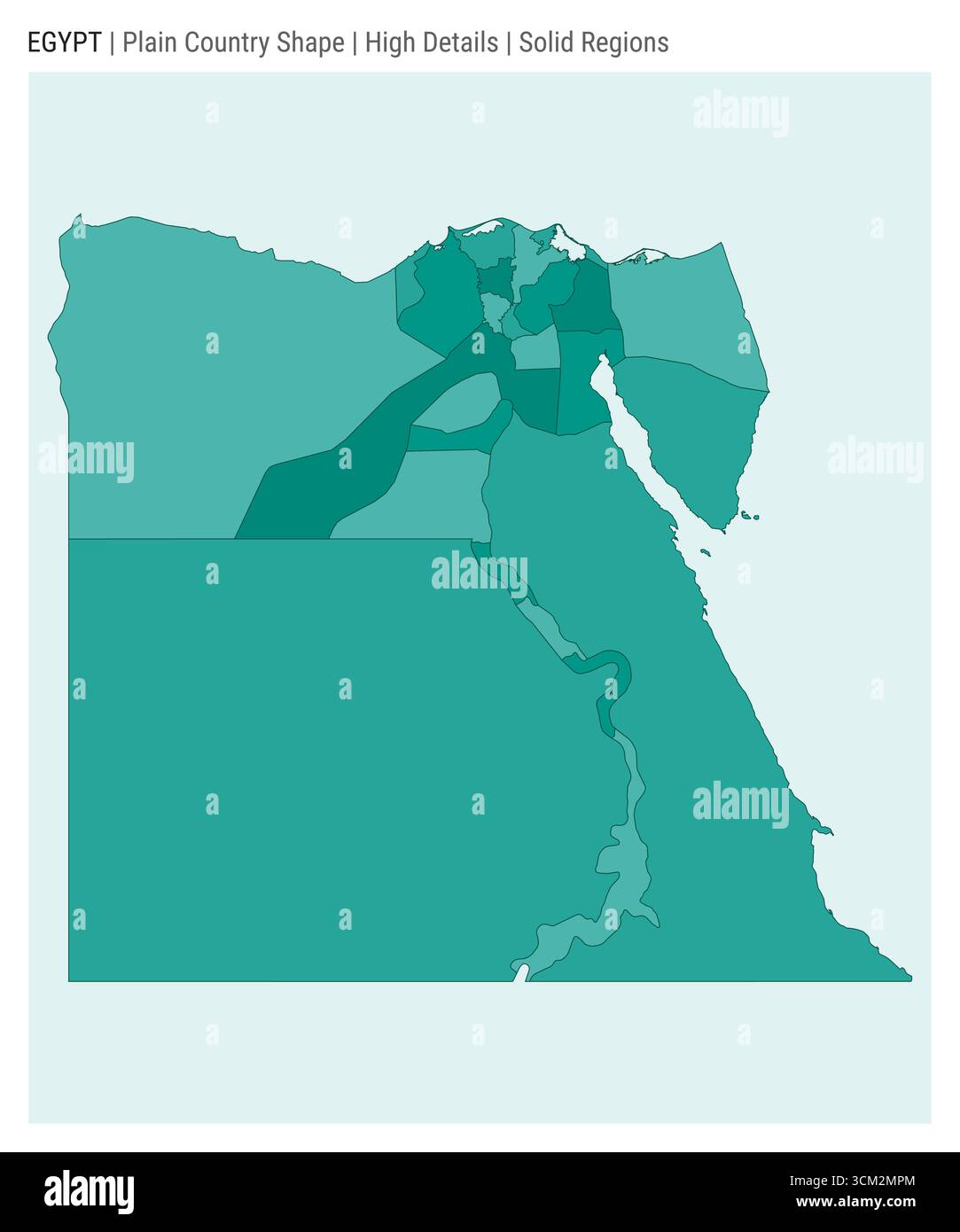 Egypt plain country map. High details. Solid regions style. Shape of ...