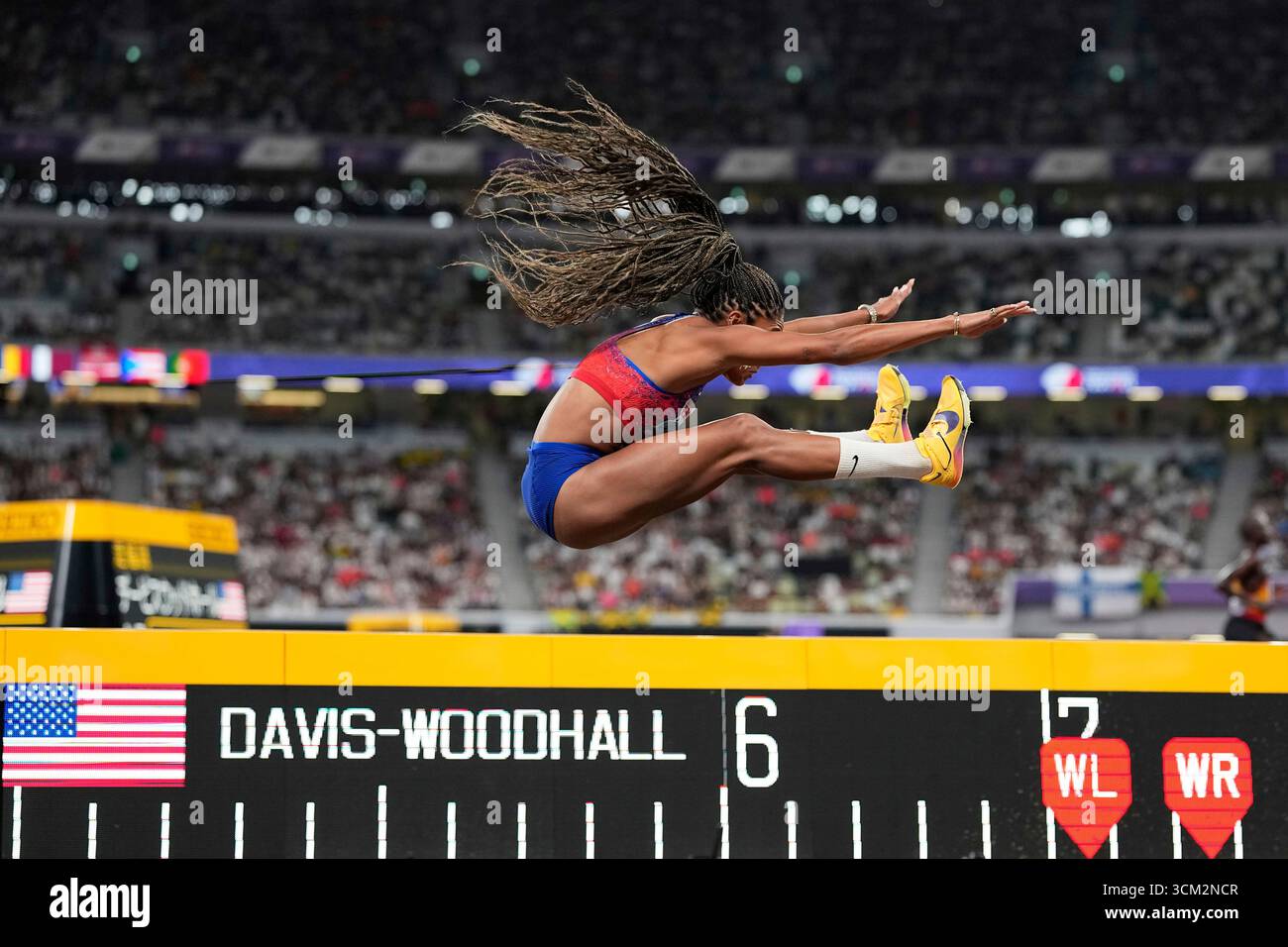 United States' Tara Davis-Woodhall competes in the women's long jump ...