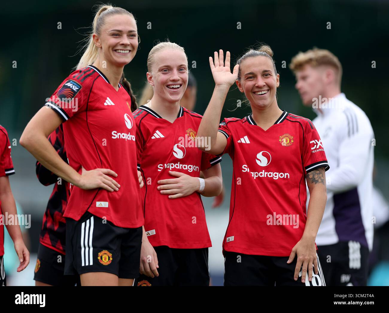 (left to right) Manchester United's Fridolina Rolfo, Anna Sandberg and ...